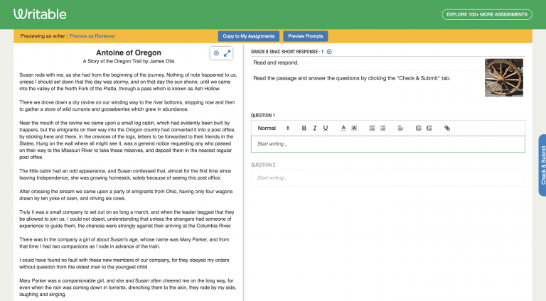 SBAC Practice Writing Assignments (Includes Support for CAASPP Practice ...