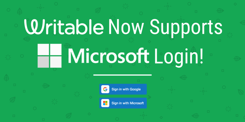 Writable Now Supports Microsoft Login! - Writable