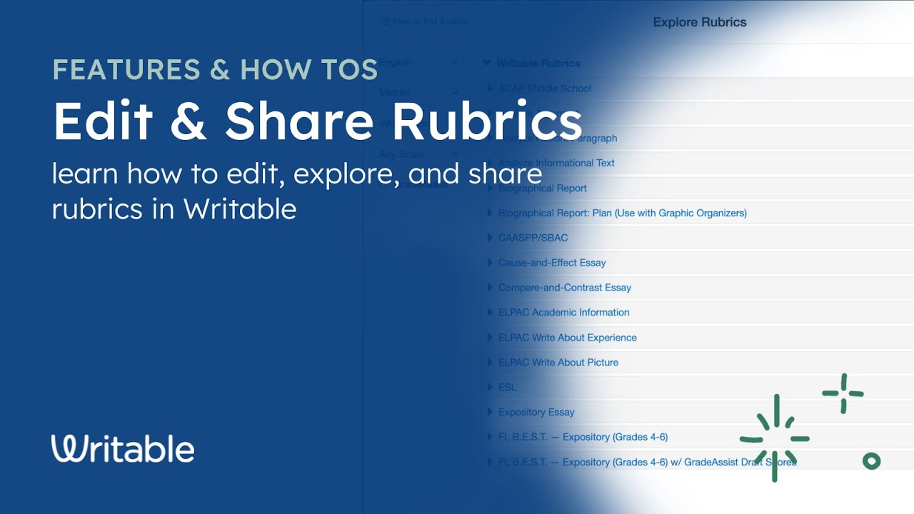 How to Edit and Share Rubrics in Writable - Writable