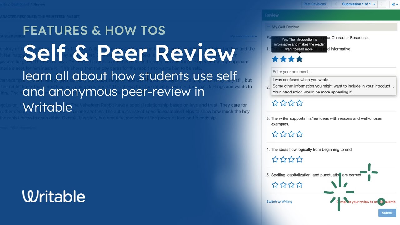 How students self and peer review in Writable - Writable