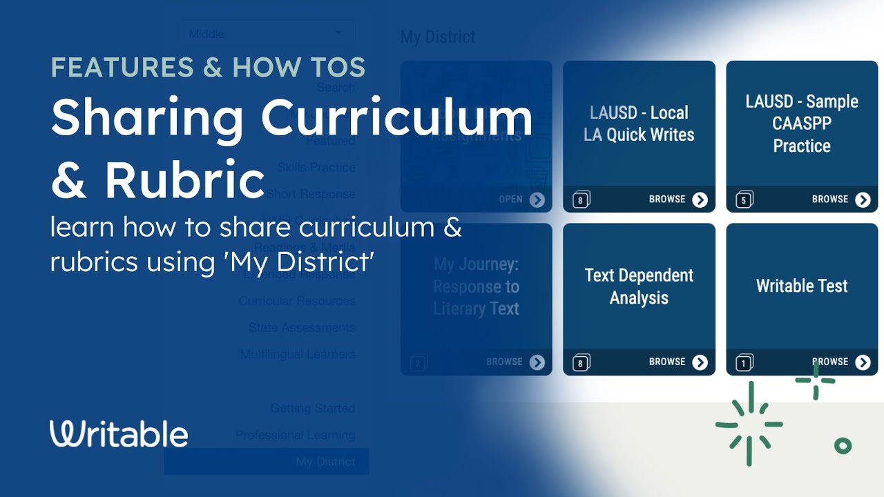 How to share curriculum and rubrics in Writable - Writable