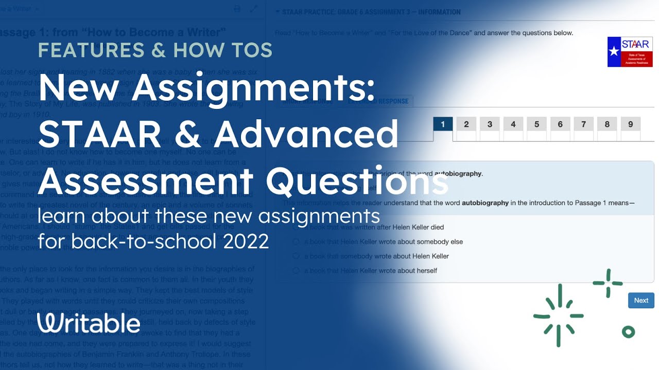 New for Back-to-School 2022: STAAR & Advanced Assessment Questions ...